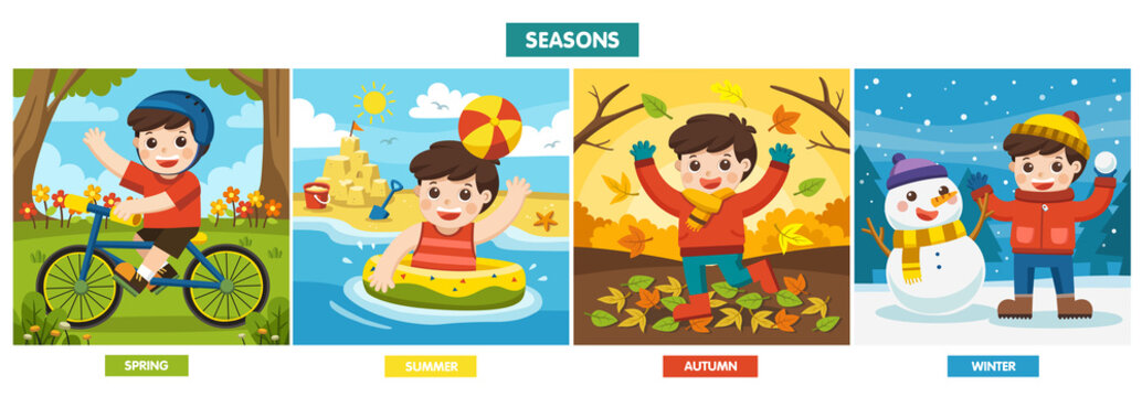 Four Seasons Kids Images – Browse 5,175 Stock Photos, Vectors, and ...