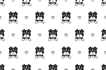 Sewing fabric with Vector cartoon character pit bull terrier dog ...