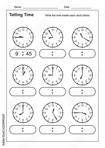 "Telling Time Telling the Time Practice for Children Time Worksheets ...