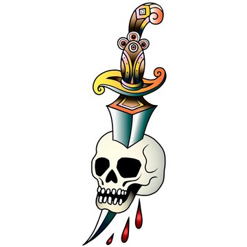 Traditional Skull And Dagger Flash