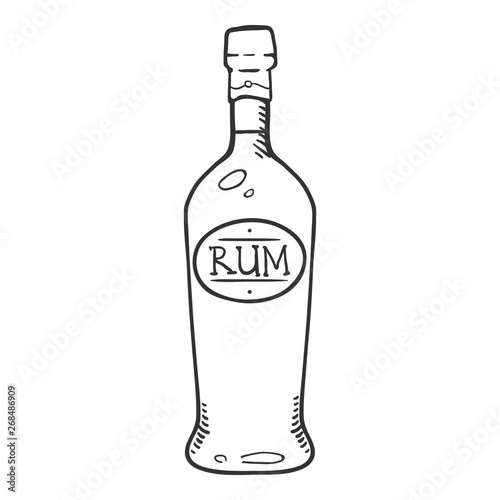 "Vector Sketch Illustration - Bottle of Rum" Stock image and royalty ...