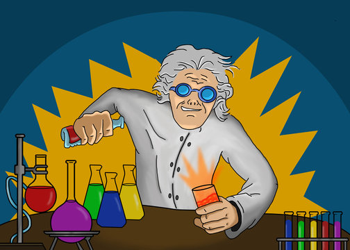 Mad Scientist Cartoon Explosion