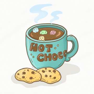 Hot Chocolate And Cookie Cartoon