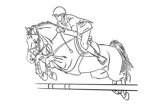 How To Draw A Horse Jumping With A Rider