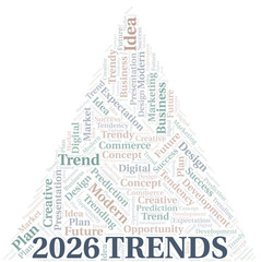 2026 Trends word cloud. Wordcloud made with text only. printed onto ...