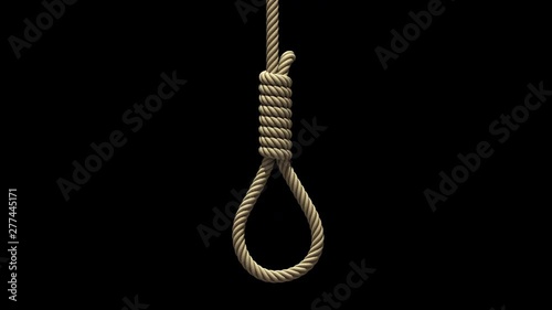 "Hangman's noose, 3D animation. Rope for hanging falls from above ...