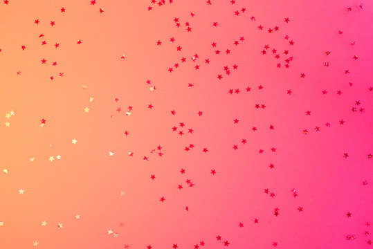 Golden Star Confetti on Orange Gradient Background - Free Stock Photo ...