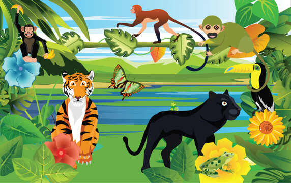 11,046 BEST Cartoon Jungle Scene IMAGES, STOCK PHOTOS & VECTORS | Adobe ...