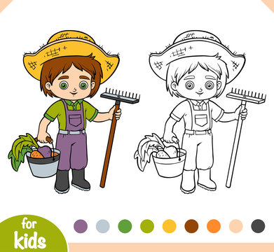 Girl Farmer Coloring Page