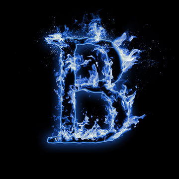 Blue Fire Letter R