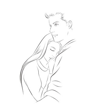 Figure Drawing Couple Hugging