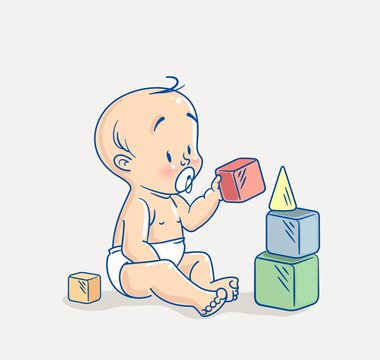 Animated Baby Playing With Blocks
