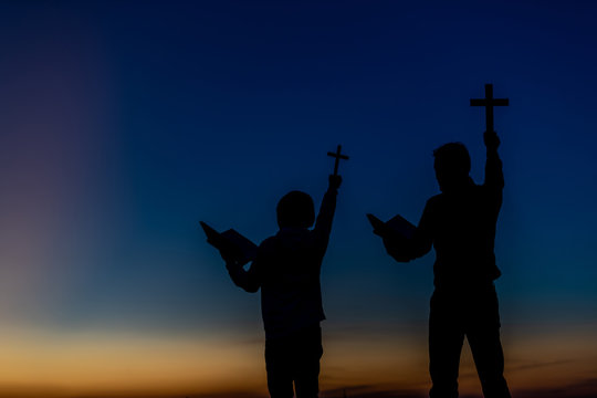 Family Praying Silhouette