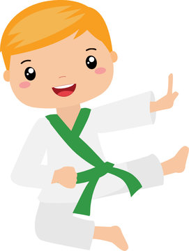 Karate Girl Cartoon Green Belt