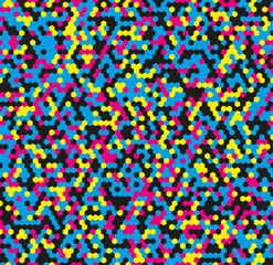 Sewing fabric with Random seamless mosaic pattern in CMYK colors ...