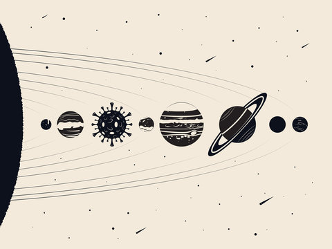 Minimalist Solar System Drawing