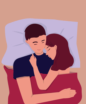 Cartoon Couple Cuddling