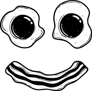 Bacon And Eggs Clip Art Black And White