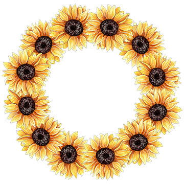 Sunflower Circle Border Images – Browse 1,453 Stock Photos, Vectors ...