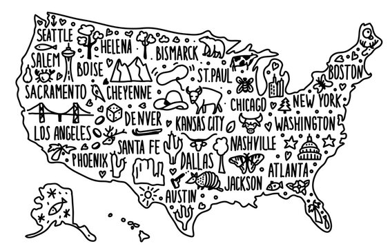 Us Map Hand Drawn Images – Browse 14,209 Stock Photos, Vectors, and ...