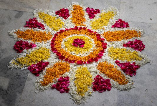 Rangoli Designs With Flowers Petals
