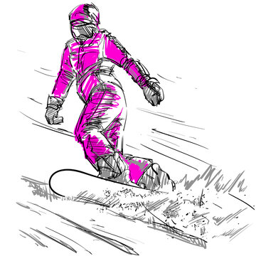 Realistic Snowboard Drawing