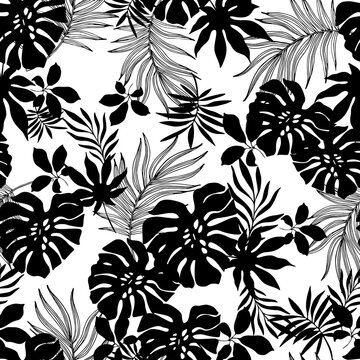 Hawaiian Flower Design Black And White