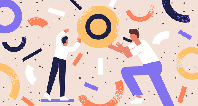 Two People Connect Cartoon Images – Browse 1,187 Stock Photos, Vectors ...