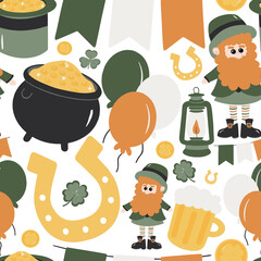 Sewing fabric with Happy St. Patrick's Day Background with Irish Icons ...