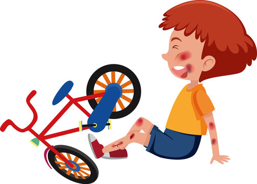 Child Falling Off Bike Cartoon