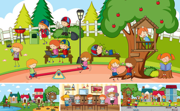 Kids Playing Outside Animated