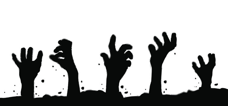 Zombie Hands Reaching Up Black And White