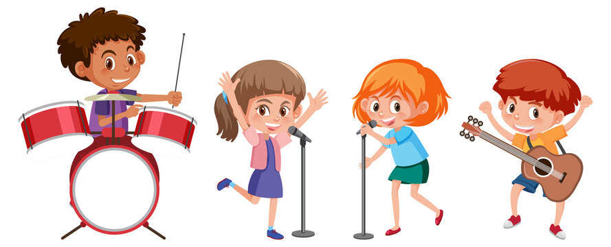 Kids With Instruments Clipart