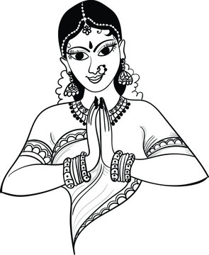 Namaskar Hands Clipart Bw