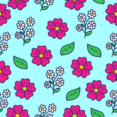 Sewing fabric with Cute seamless flower pattern with a colorful design ...