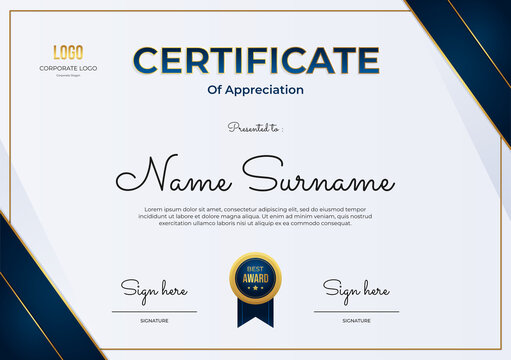 Certificate Of Completion Blue Images – Browse 3,348 Stock Photos ...