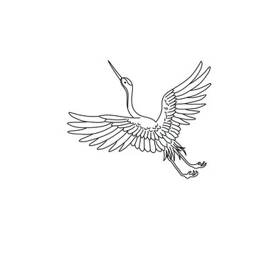 Crane Coloring Page Flying