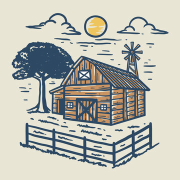 Farm House Drawing Easy