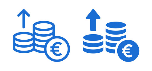 Signo de euro azul aislado sobre fondo blanco concepto de moneda de ...