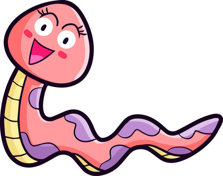 Cute Pink Snake Cartoon