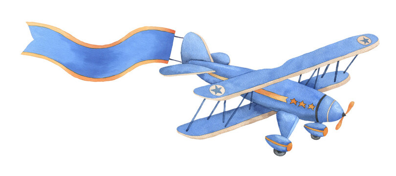 Blue Vintage Airplane Clipart