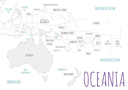 Map Of Oceania Black And White