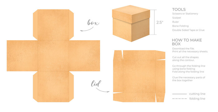 Flat Square Box Template