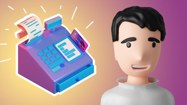Animated Cash Register Machine