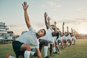Rugby Players Warming Up in Foggy Stadium from Pikwizard