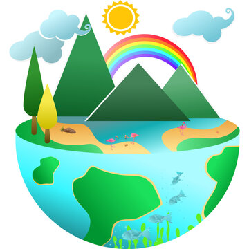 Half World Clipart Colored