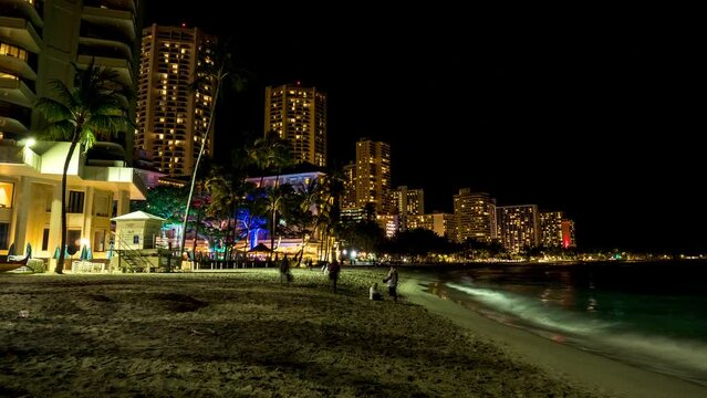 Honolulu Beach At Night