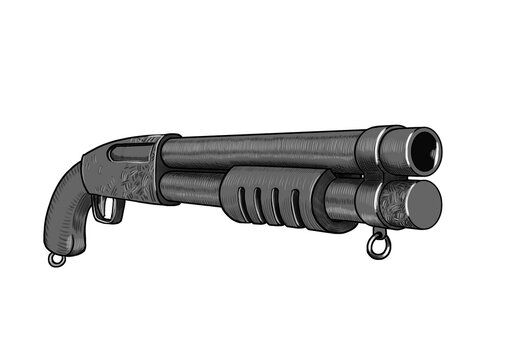 Pump Action Shotgun Drawings