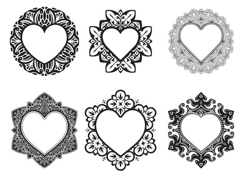Doily Black And White Heart Clipart