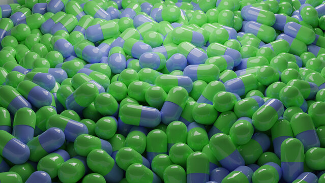 Medication Capsules Blue And Green